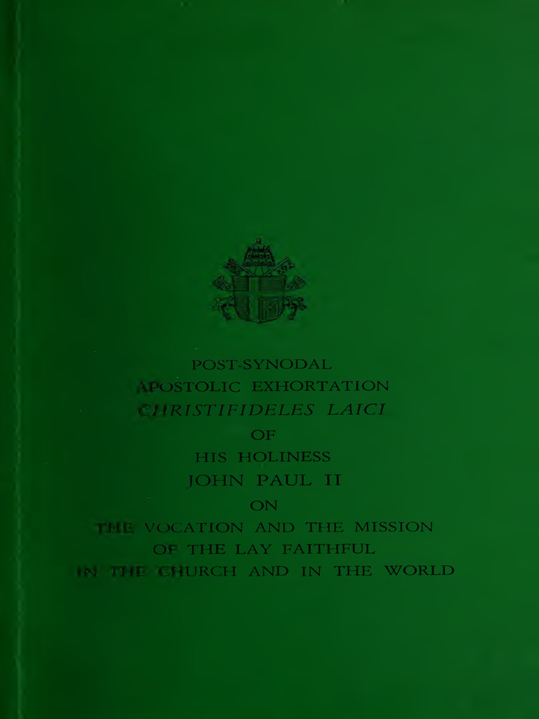 Post-Synodal Apostolic Exhortation Christifideles Laici of His H | PDF ...