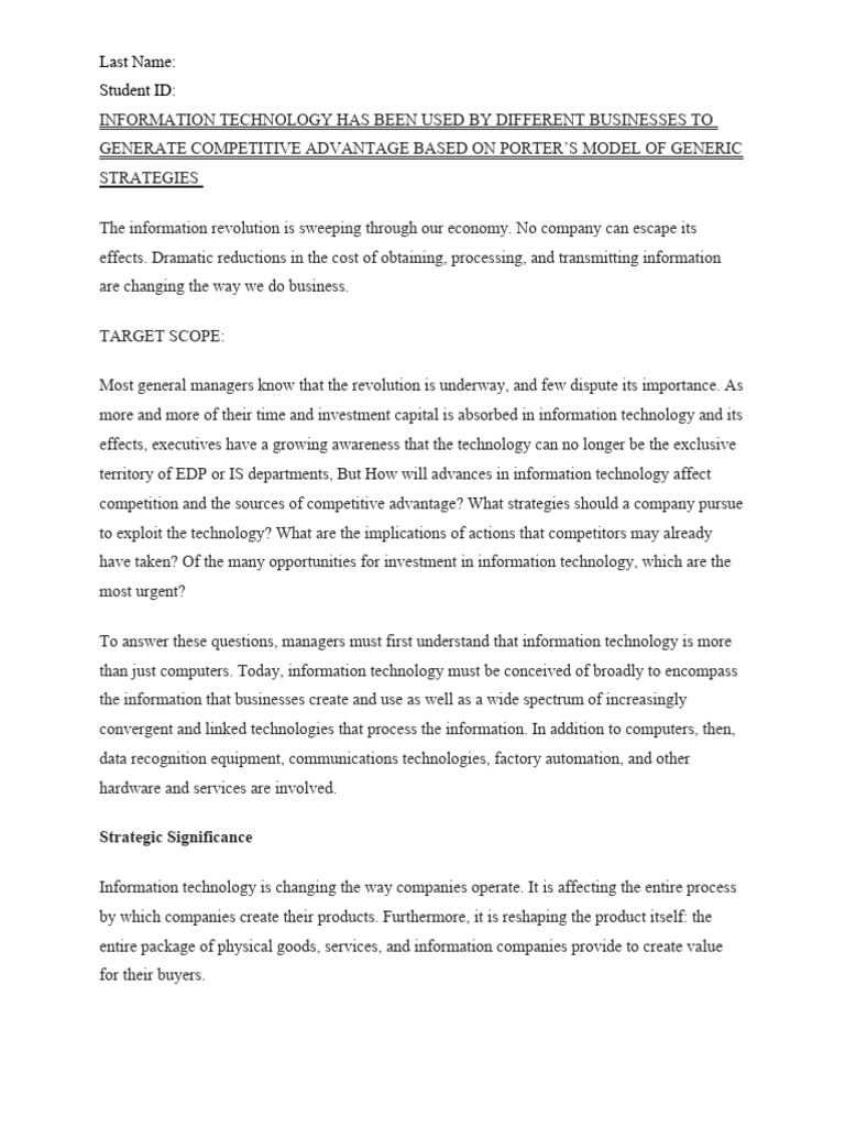 Information Technology Have Been Used by Different Businesses To ...