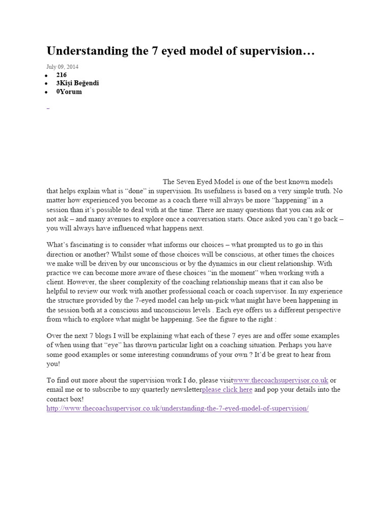 7 Eyed Model of Supervision Guide | PDF