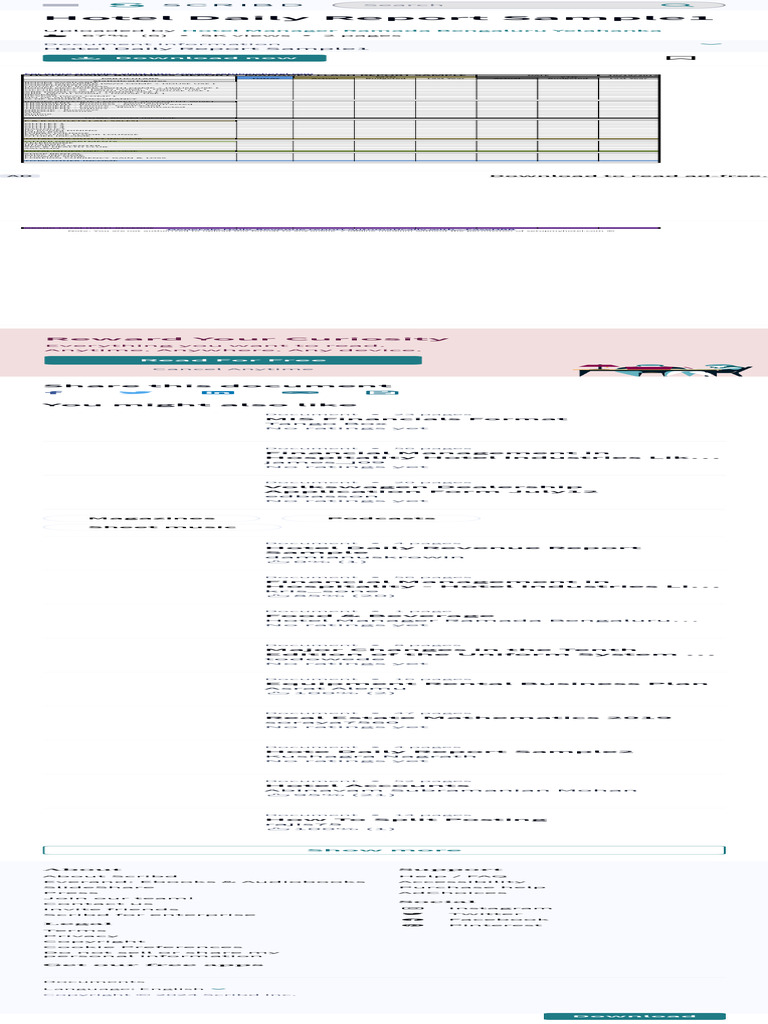 Hotel Daily Report Sample1 PDF | PDF | Scribd | Service Industries