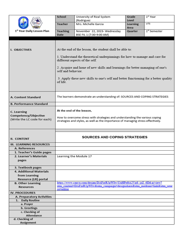 Lesson Plan - Uts | PDF | Thought | Learning
