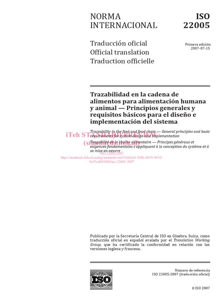 Iso 22005 2007 | PDF | Organización internacional para la ...