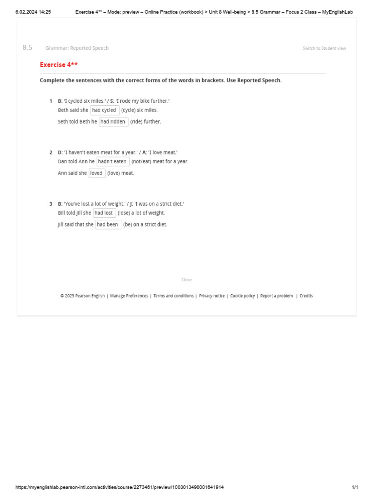 5B - Reported Speech From Direct To Indirect Speech Dialogue AK | PDF ...