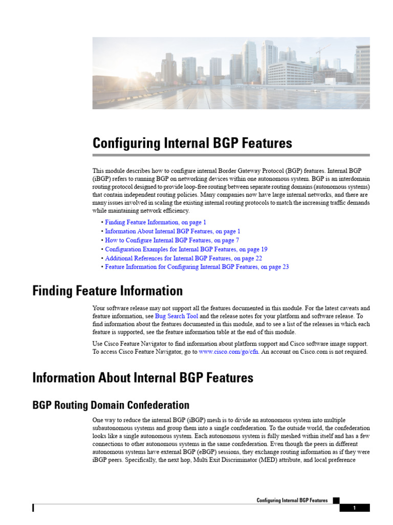 Configuring Internal BGP Features | PDF | Ip Address | Network Protocols