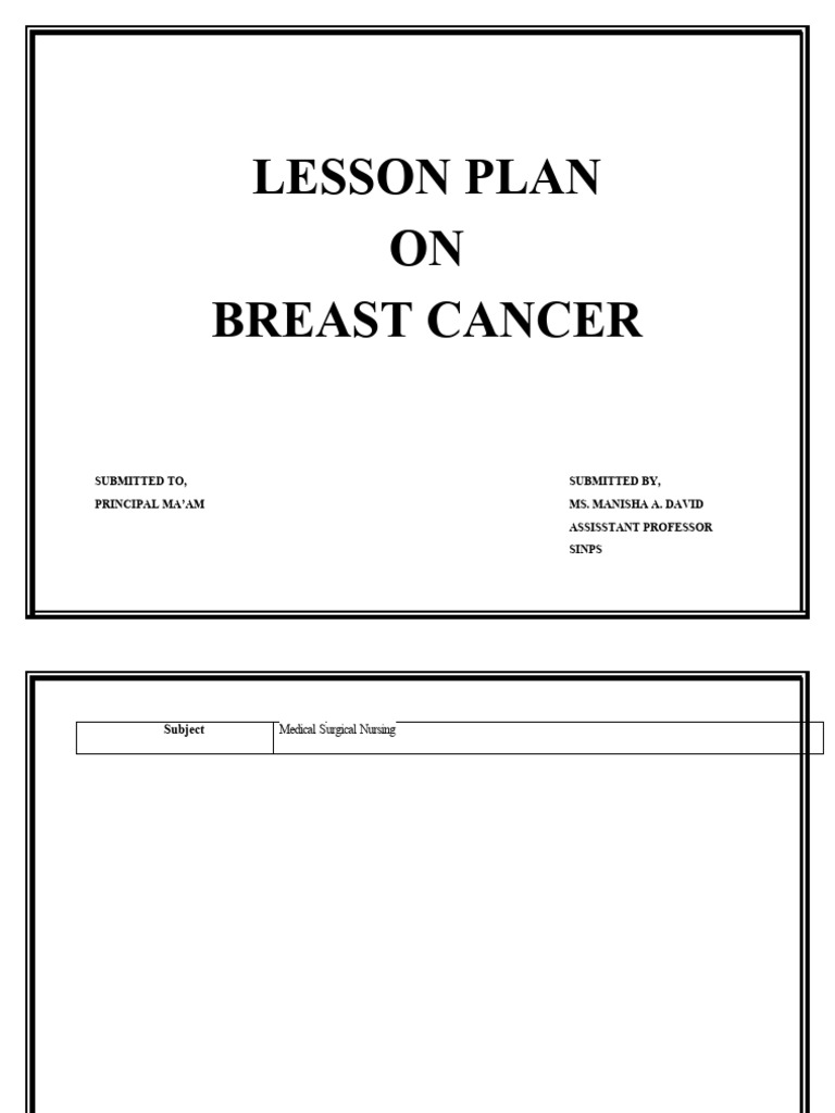 Breast Cancer Lesson Plan for Nursing | PDF | Breast Cancer | Cancer