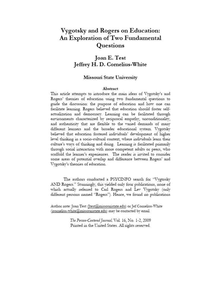 Rogers + Vygotsky | Download Free PDF | Learning | Behavior Modification