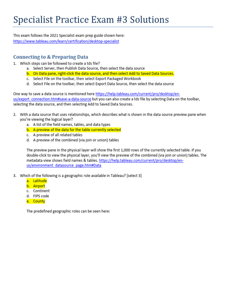 Specialist Practice Exam 3 Solutions | PDF | Data Management | Computing