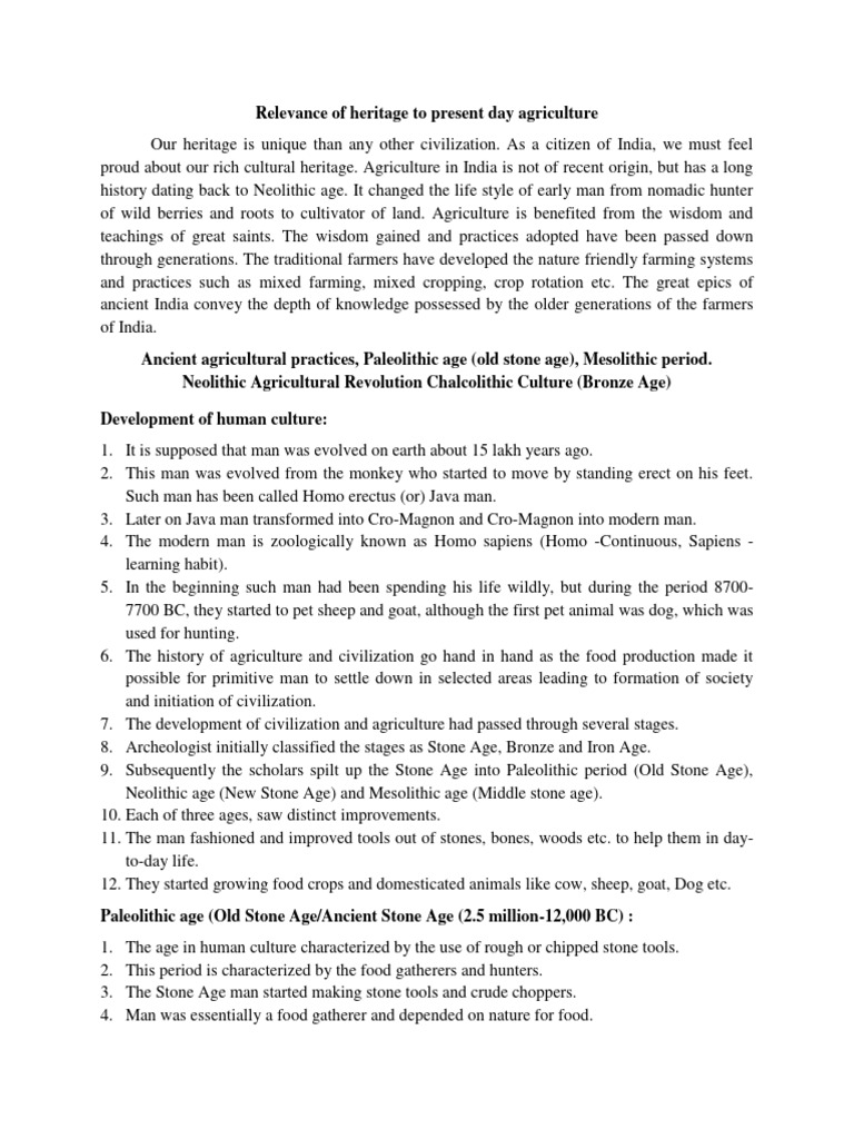 Ancient agricultural practices, Paleolithic age (old stone age ...