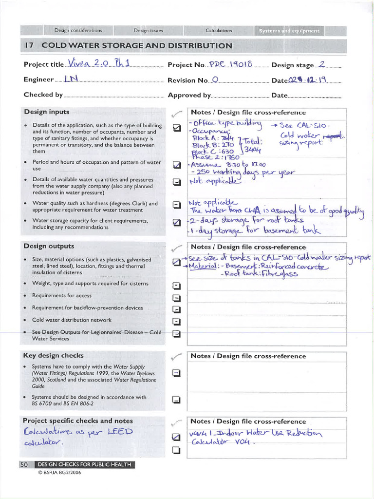 Cold Water Storage and Distribution - Template | PDF