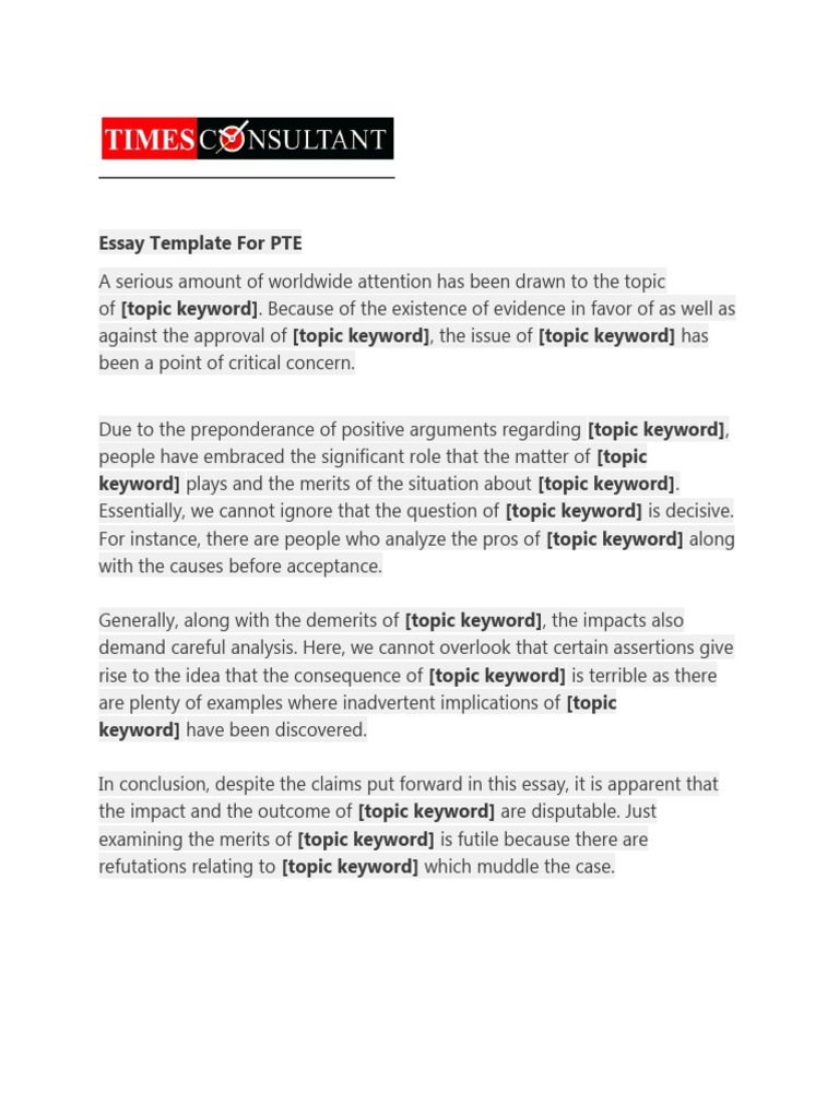 Essay Template For PTE | PDF