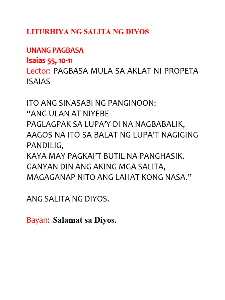 LITURHIYA NG SALITA NG DIYOS | PDF