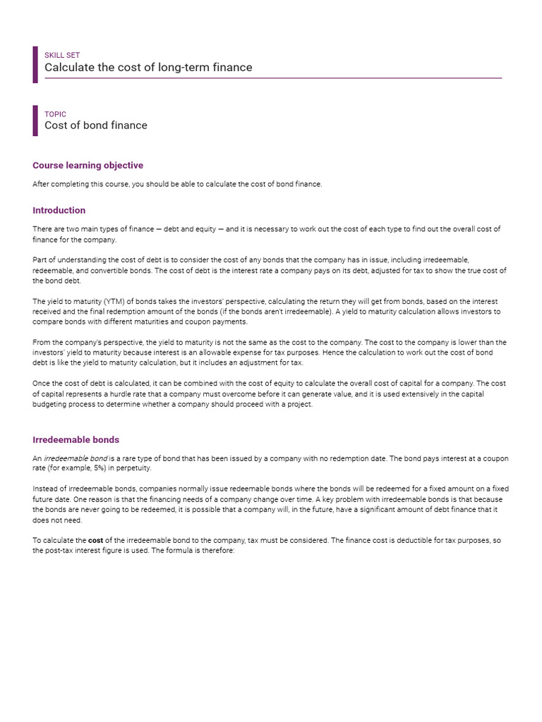 Calculate The Cost of Long-Term Finance | PDF | Bonds (Finance) | Net ... Calculate The Cost of Long-Term Finance | PDF | Bonds (Finance) | Net ...