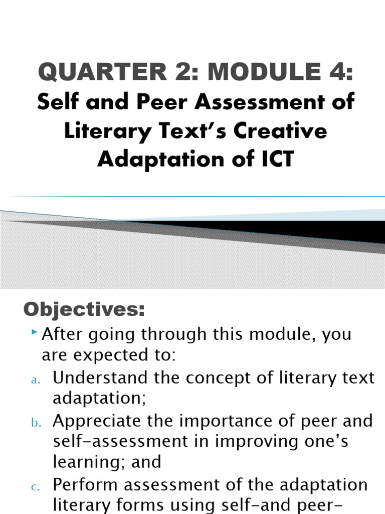 QUARTER 2 MODULE 4 Self and Peer Assessment of Literary Texts Creative ...