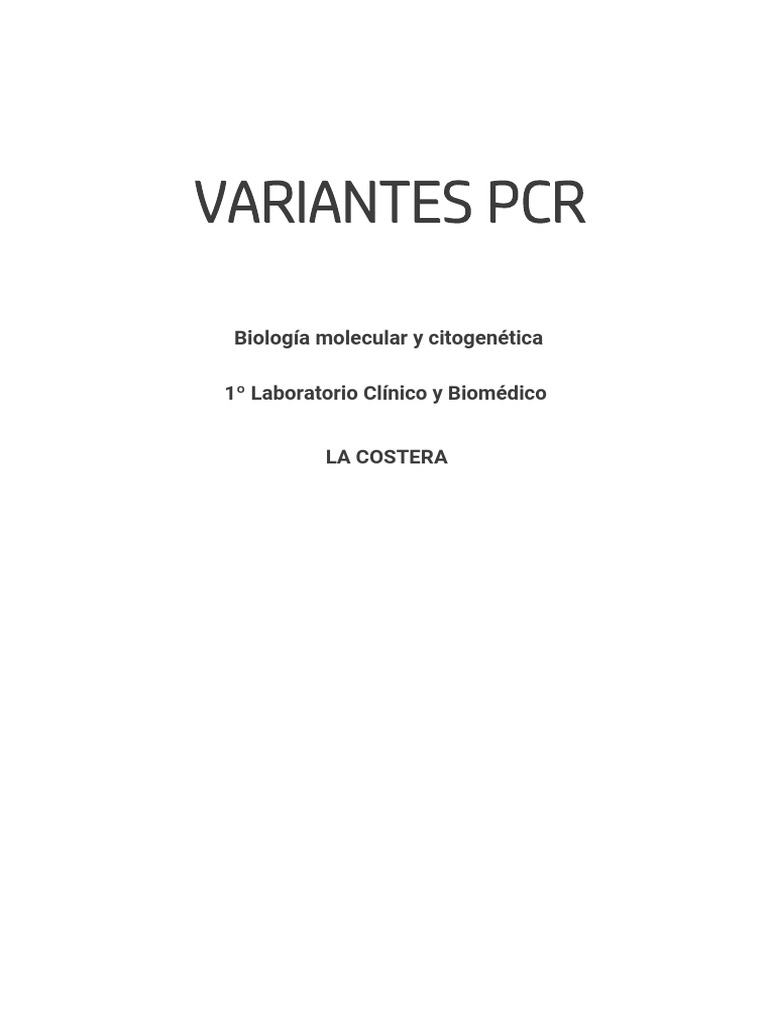Variantes PCR | PDF | Reacción en cadena de la polimerasa | Primer ...