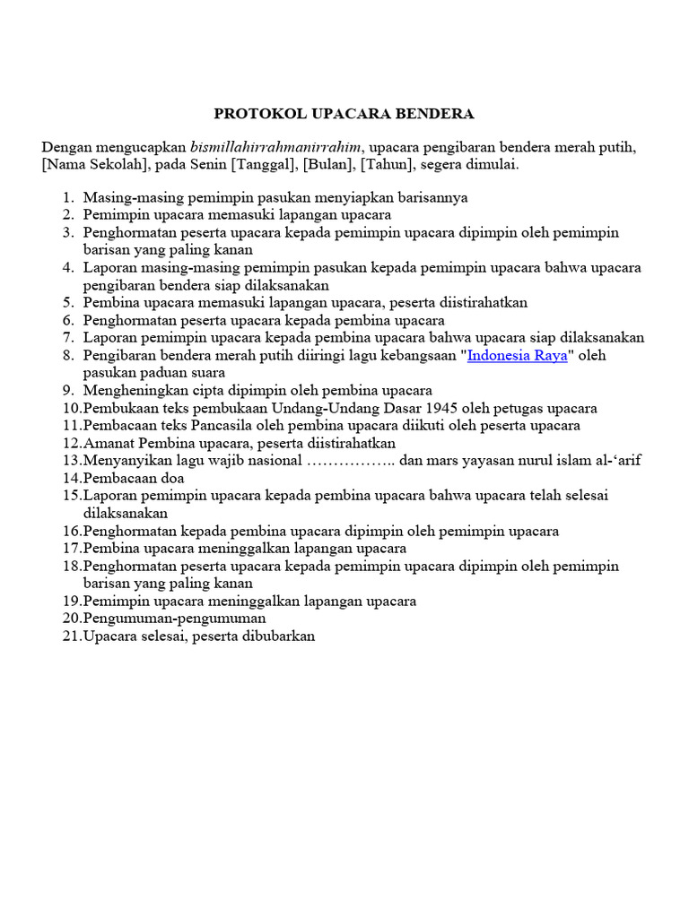 Protokol Upacara Bendera | PDF