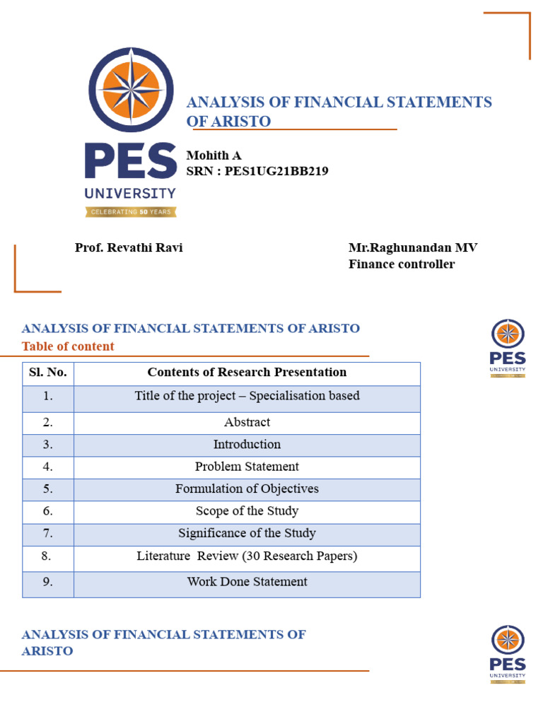 PEC 1-Mohith .PPTX 123 | PDF | Financial Statement Analysis | Financial Statement