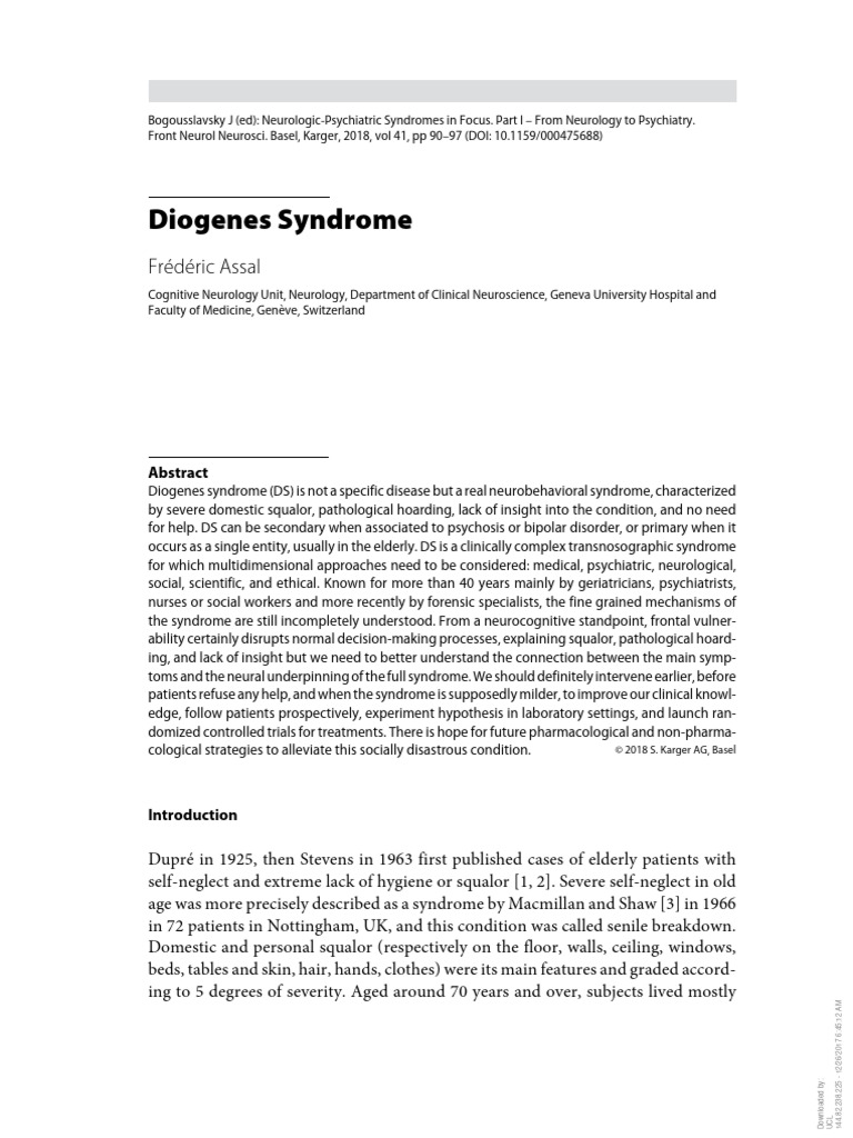 Diogenes Syndrome - Assal2017 | PDF | Obsessive–Compulsive Disorder ...
