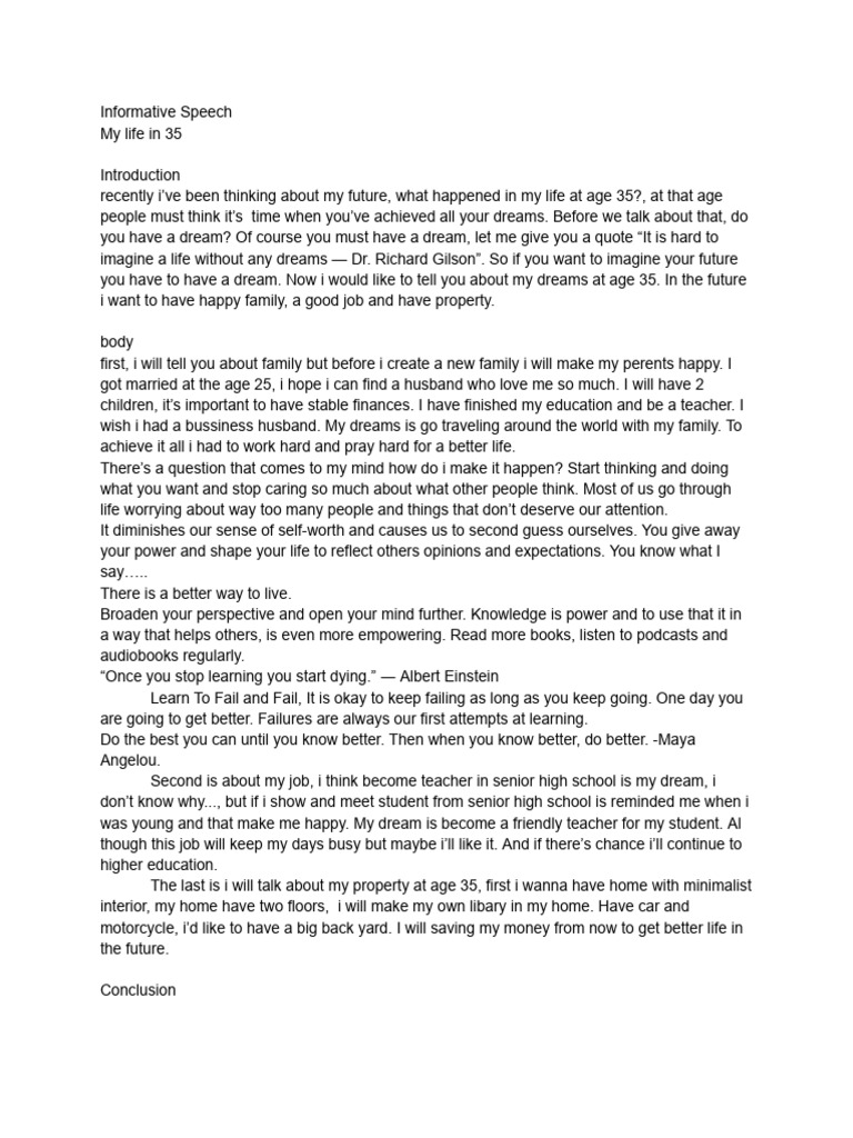 Contoh Informative Speech | PDF | Self-Improvement