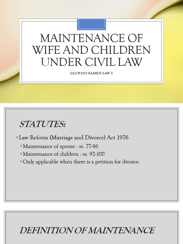 Topic 10 - Maintenance of Wife and Children Under LRA | PDF | Marriage ...