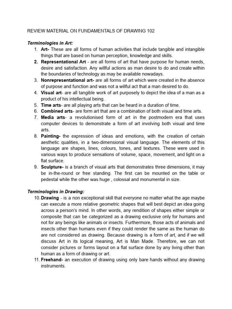 Review Material For Fundamentals of Drawing 102 | PDF | Drawing | Color