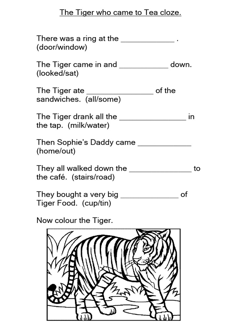 The_Tiger_who_came_to_Tea_cloze[1] | PDF