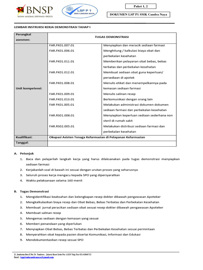 Lembar Kerja Asesi Tahap 1 Lsp p1 | PDF