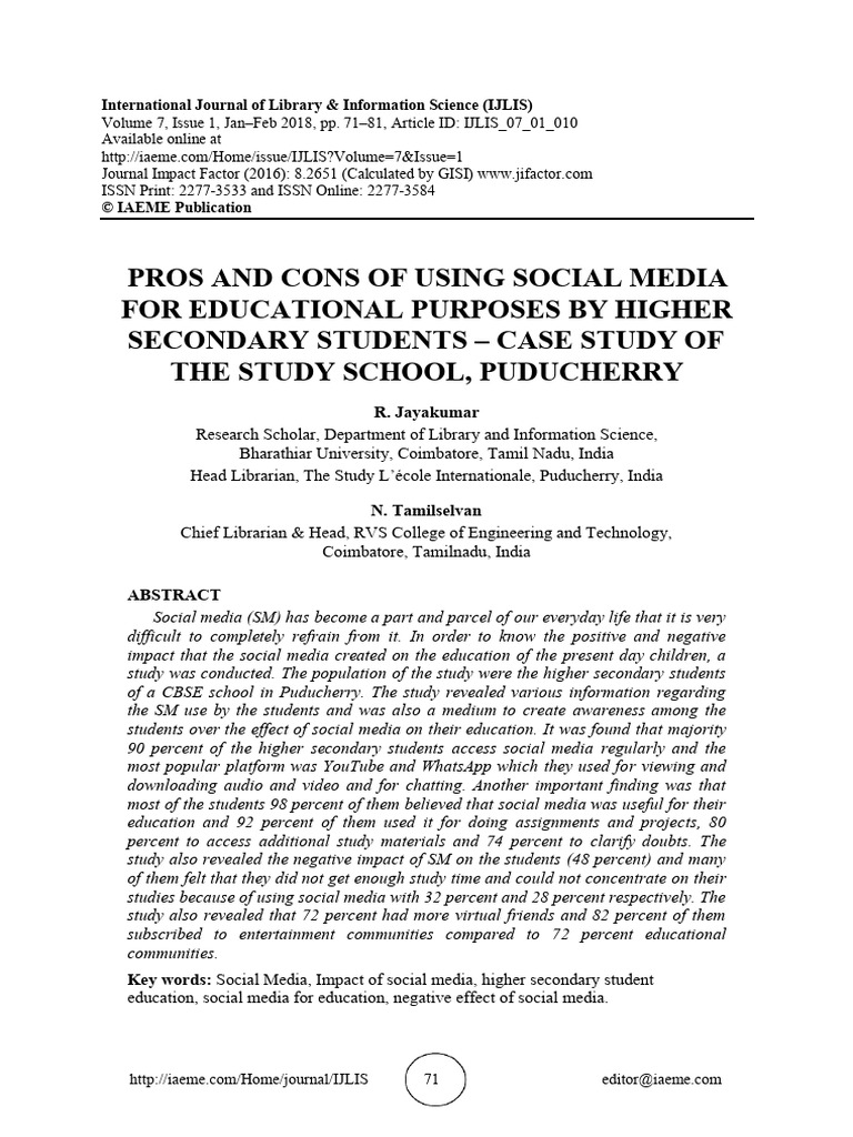 Social Media Pros and Cons | PDF | Social Media | Popular Culture ...