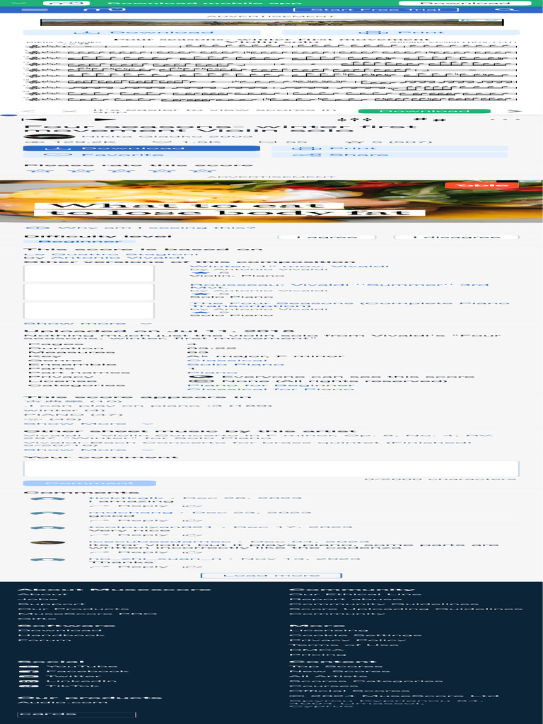 Vivaldi Winter Violin Solo Sheet Music | PDF