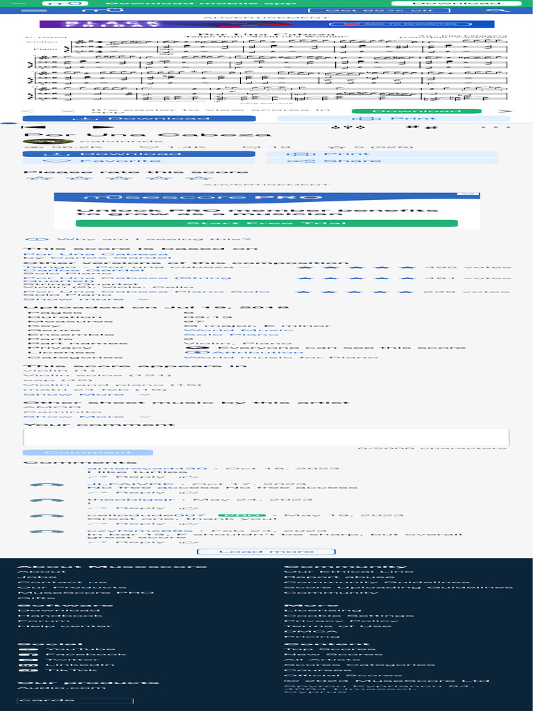 Por Una Cabeza Sheet Music for Piano, Violin (Solo) Musescore.com | PDF | World Wide Web ...