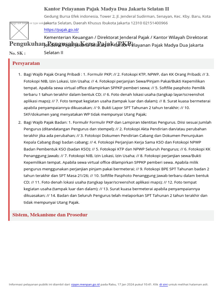 Unduh Standar Pelayanan - Pengukuhan Pengusaha Kena Pajak (PKP) | PDF