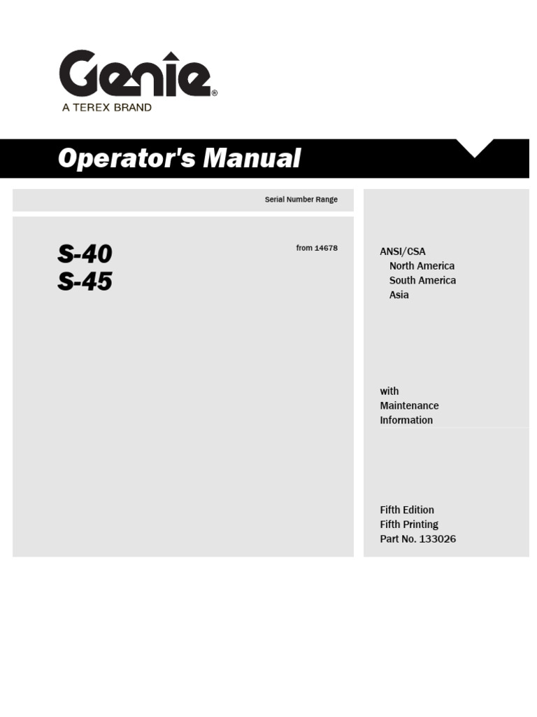 Operator's Manual: Ansi/Csa North America South America Asia | PDF ...