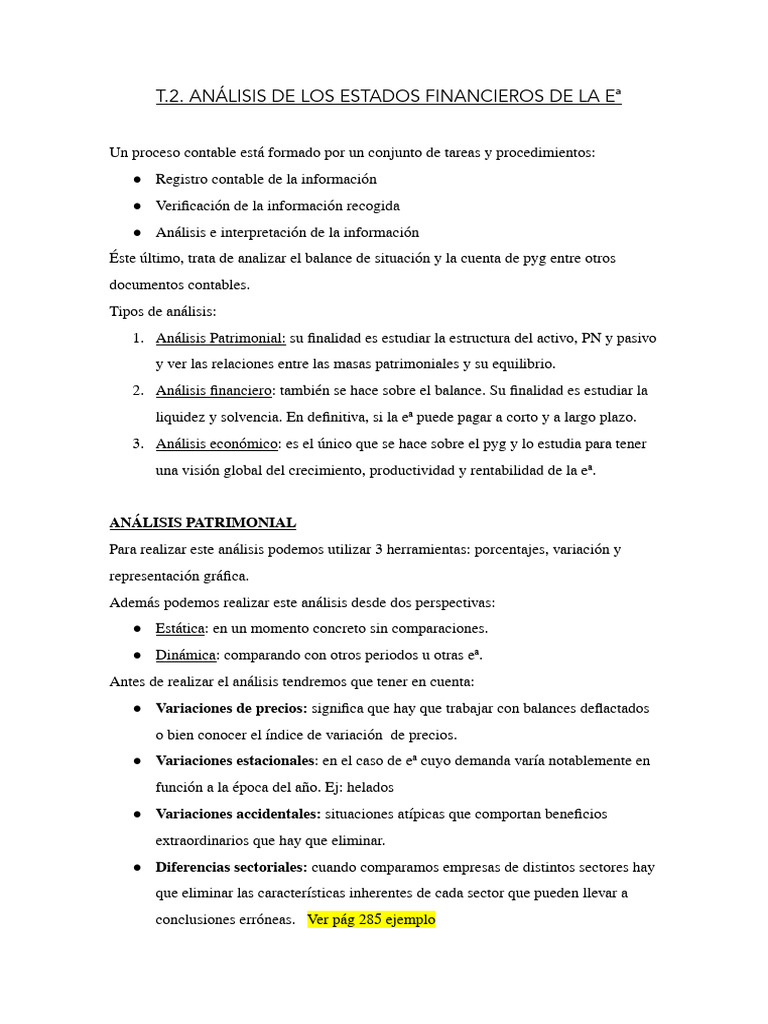 Tema 2 Análisis de Los Estados Financieros de La Empresa | PDF | Capital de trabajo | Liquidez ...