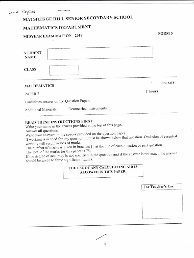 Bgcse Maths Pp2 2018 | PDF | Cost Of Living