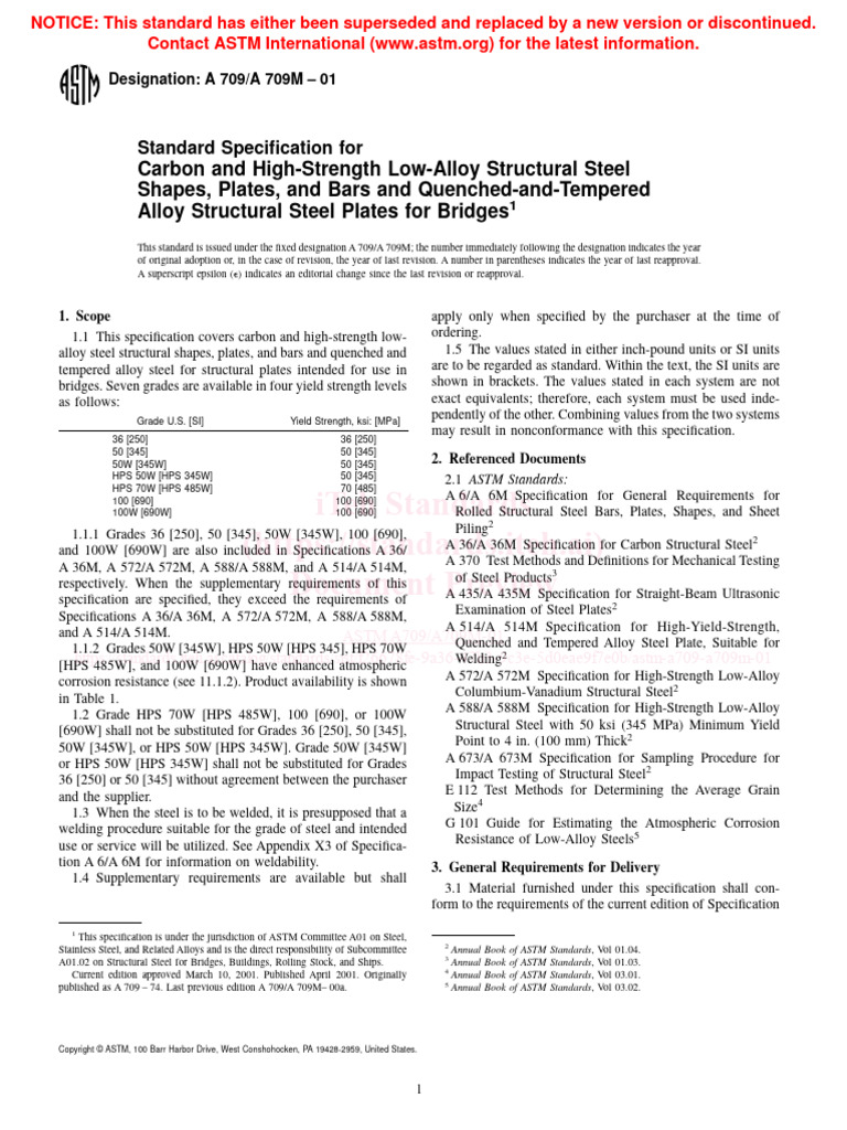 Astm A709 A709m 01 | Download Free PDF | Steel | Heat Treating