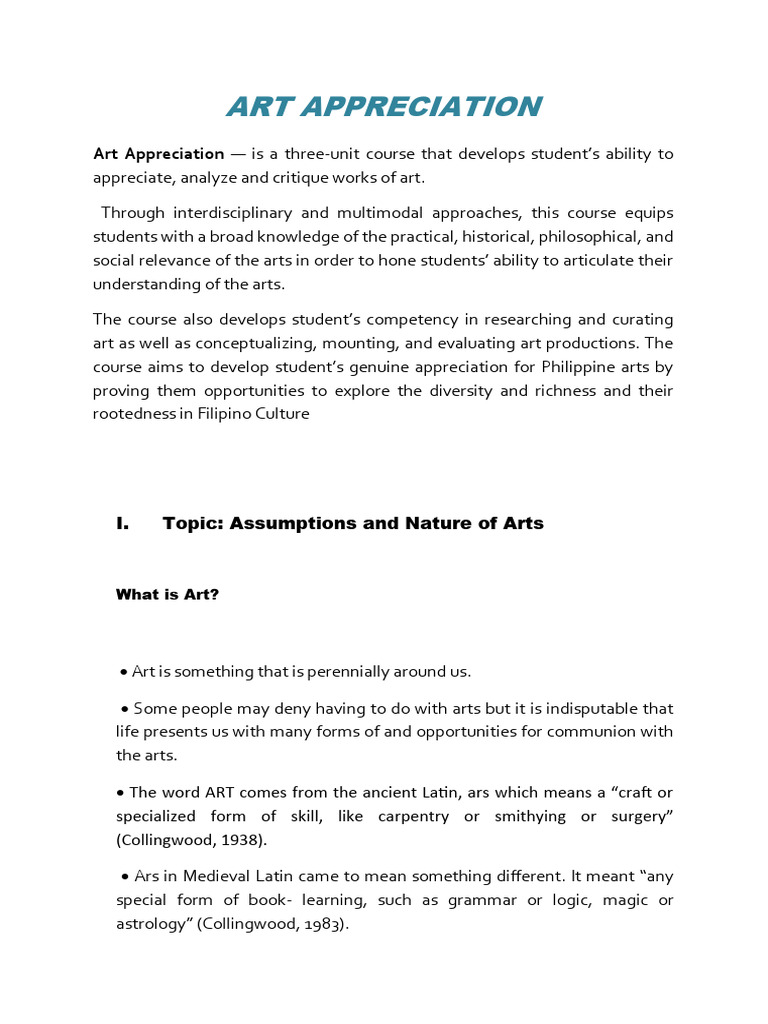 Art Appreciation - Docx Own | PDF | Experience | Aristotle