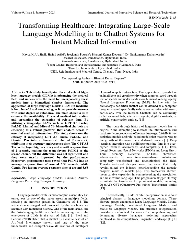 Transforming Healthcare Integrating Large Scale Language Modelling In