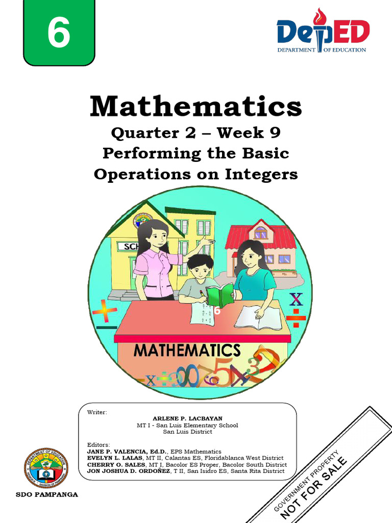 Math - Gr6 - Q2 - WEEK 09 - Perform Basic Operation On Integers Final | PDF | Subtraction ...