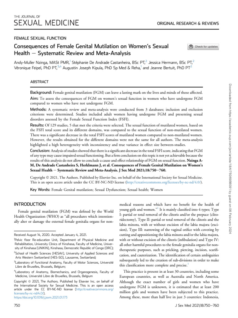Consequences of Female Genital Mutilation On Women's Sexual | PDF ...