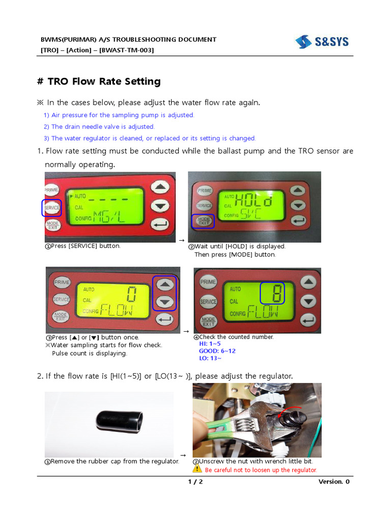 TRO Flow Rate Setting | PDF | Technology & Engineering