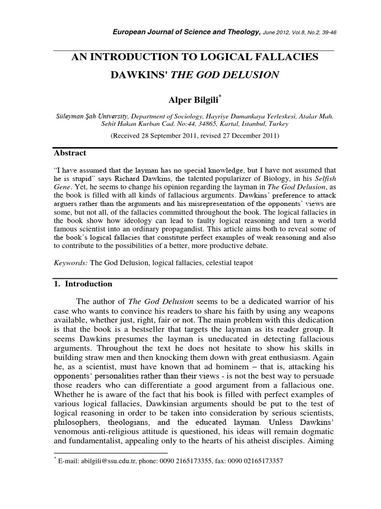 Logical Fallacies Dawkins'the God Delusion | PDF | Atheism | Richard ...