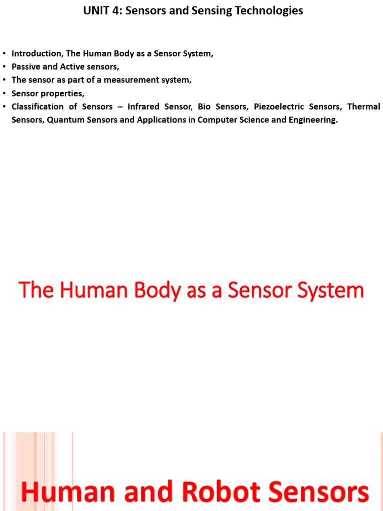Sensors and Sensing Technologies | PDF | Senses | Visual System