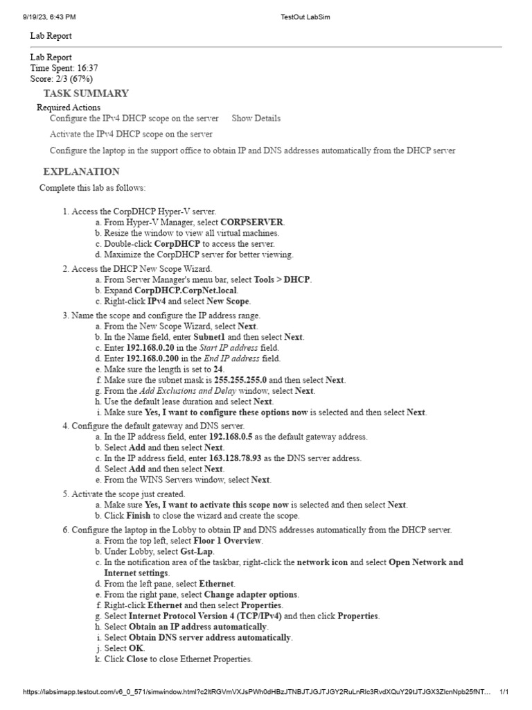 Configure DHCP | PDF | Ip Address | Computer Engineering