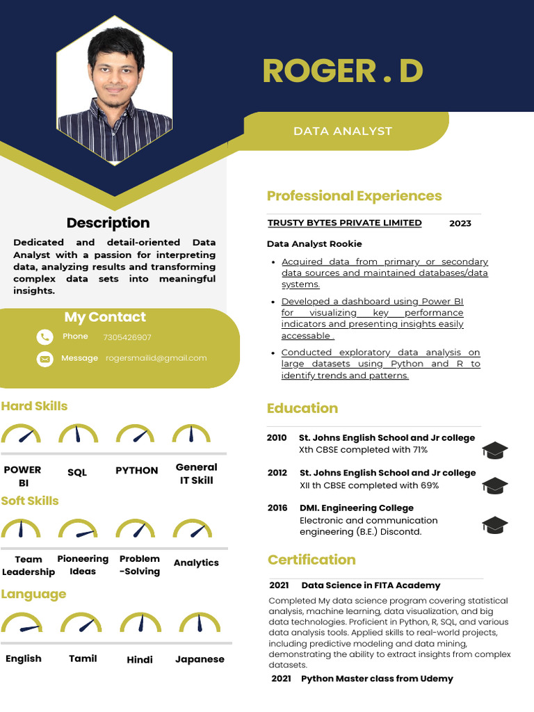 Blue Professional Modern CV Resume | PDF | Data | Data Analysis