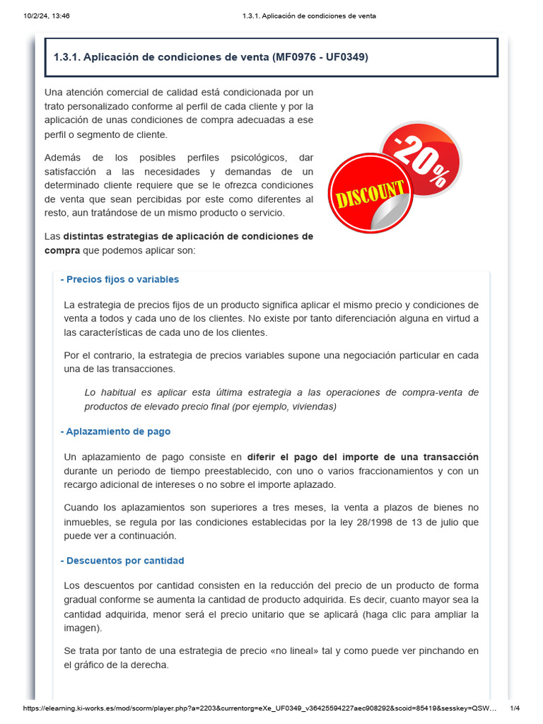 1.3.1. Aplicación de Condiciones de Venta (MF0976 - UF0349) | PDF | Precios | Producto (Negocio)