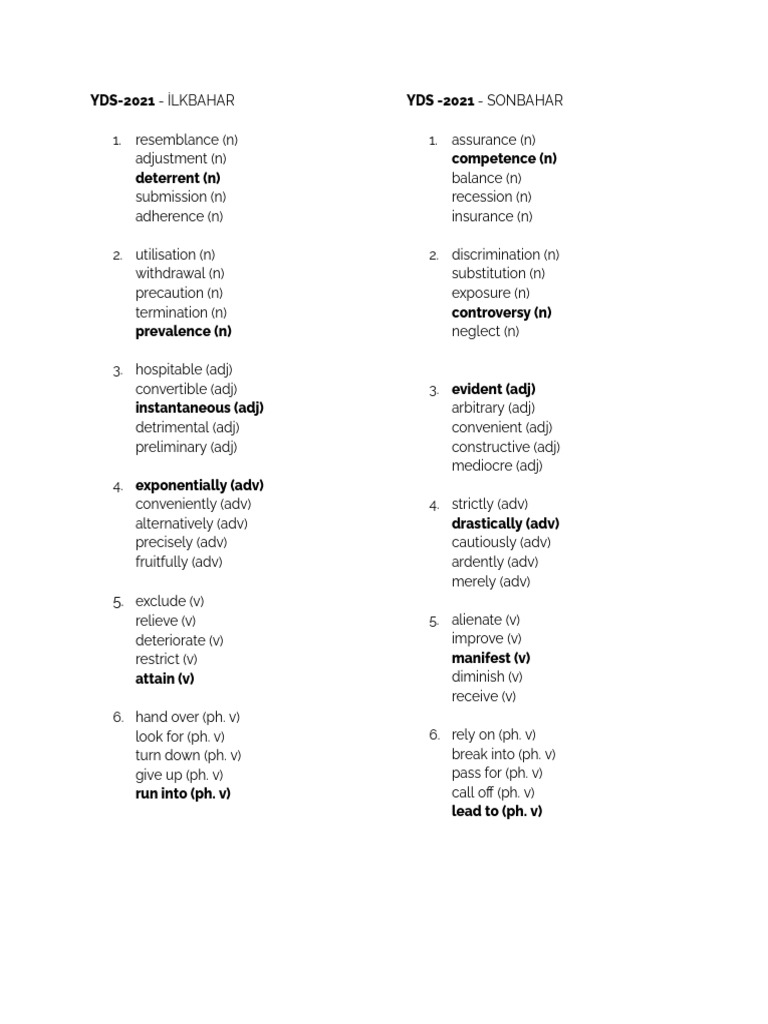 YDS Kelimeleri | PDF | Justice | Crime & Violence