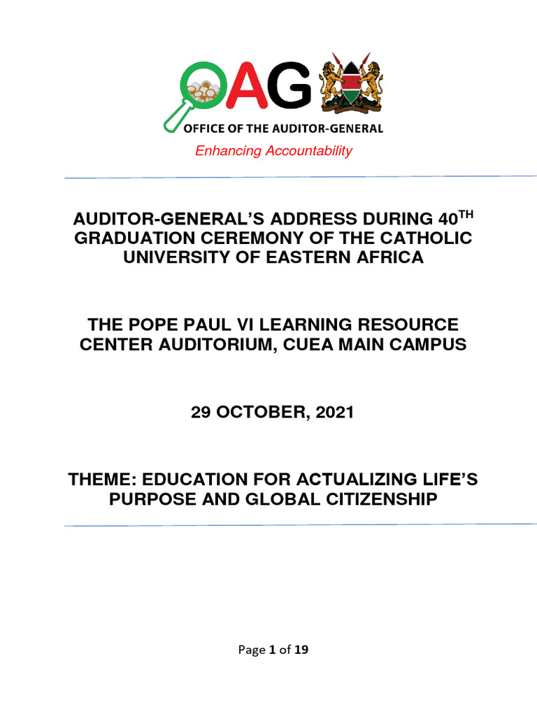 CUEA 40th Graduation Ceremony | PDF | Audit