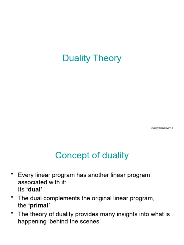Duality & Sensitivity | Download Free PDF | Numerical Analysis | Mathematical Optimization