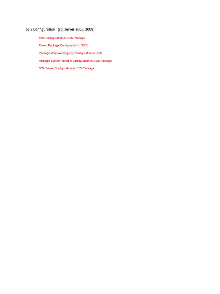 SSIS Configuration | PDF | Microsoft Sql Server | Computer File
