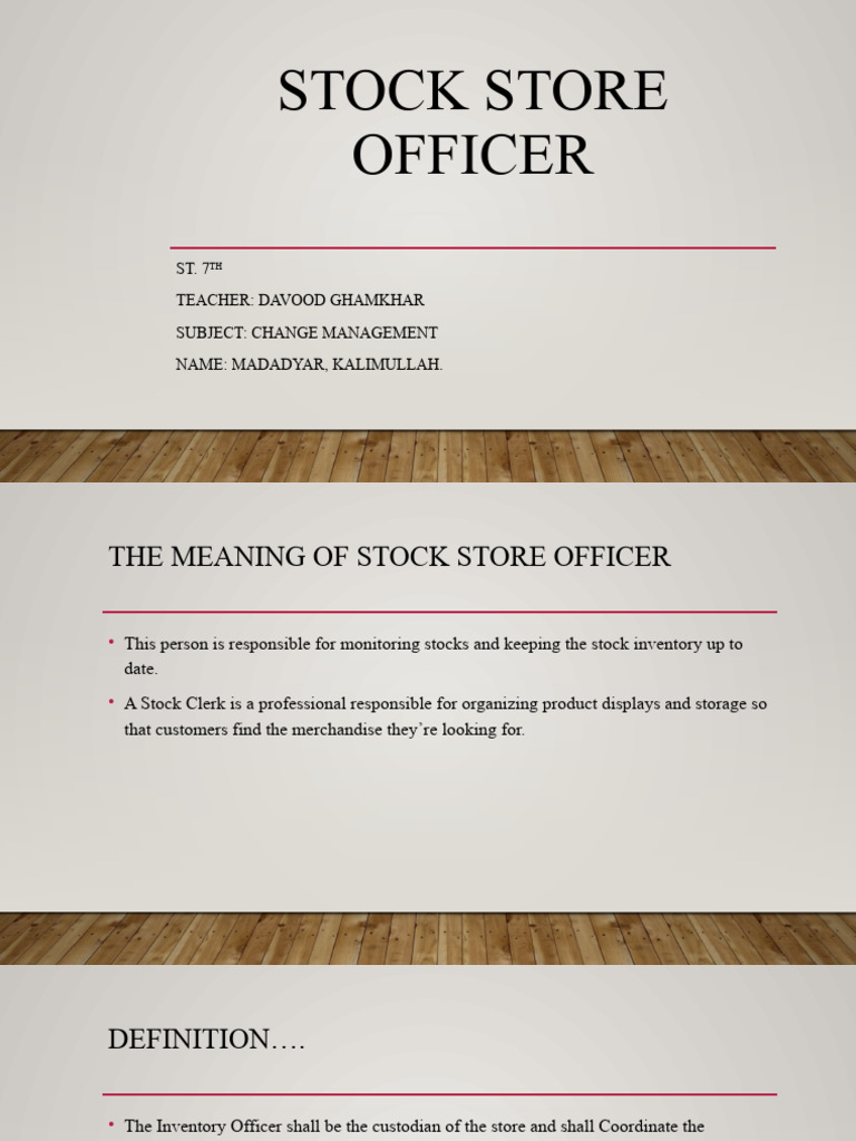 Stock Store Officer Responsibilities Guide | PDF | Inventory | Business