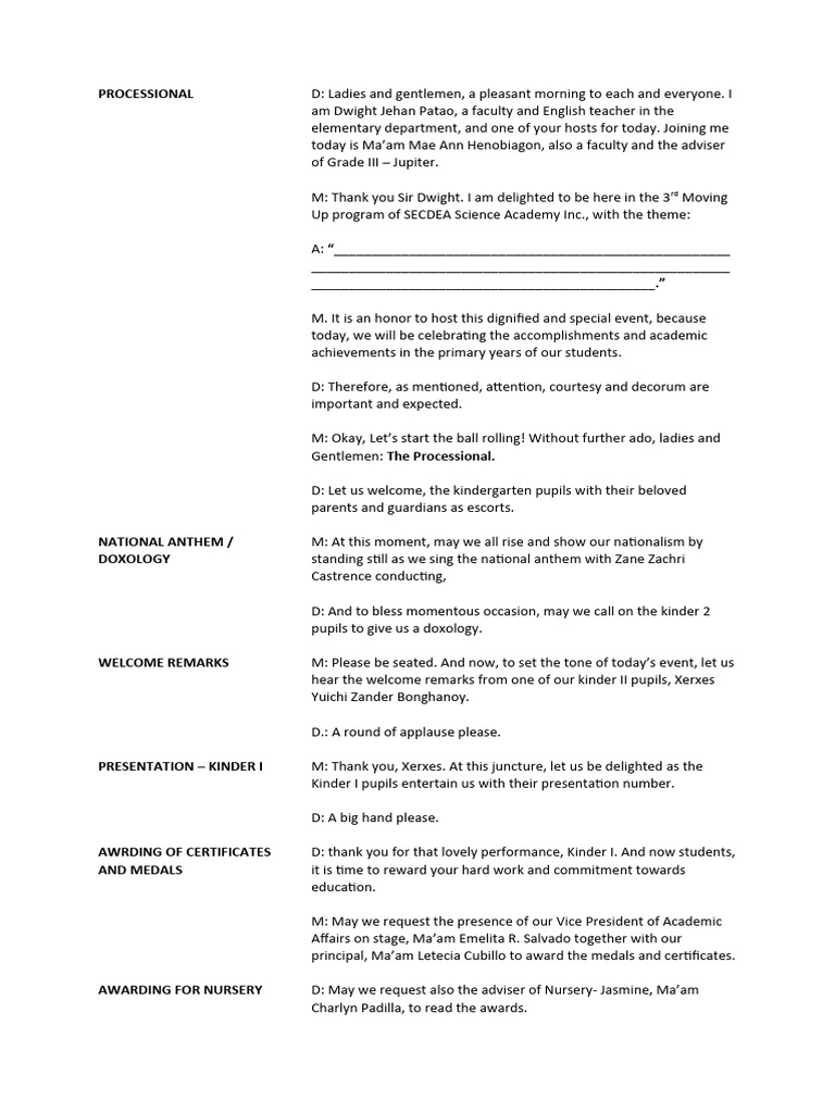 Moving Up - Script | PDF